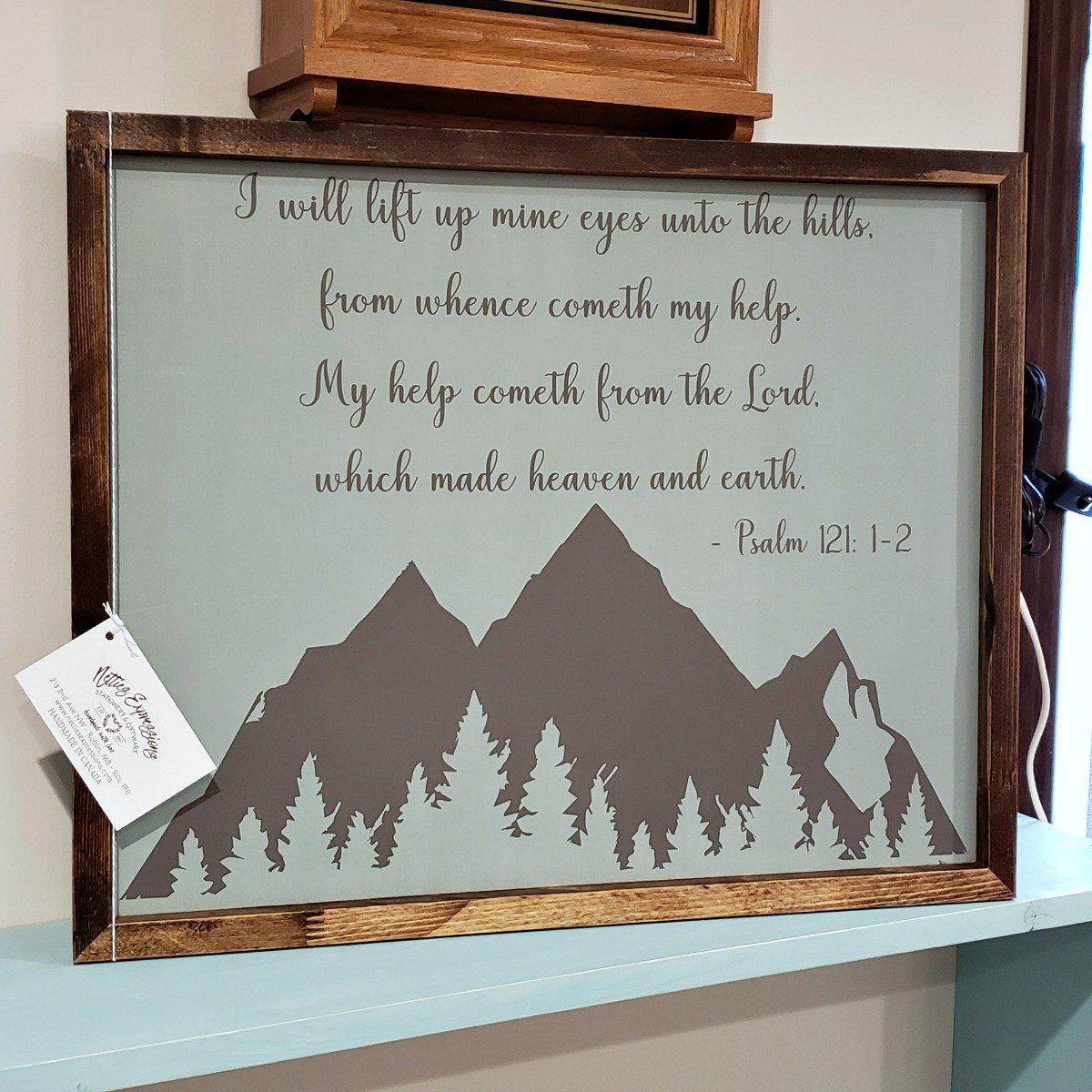 I will lift up mine eyes - Rustic Wood Sign | Netties Expressions