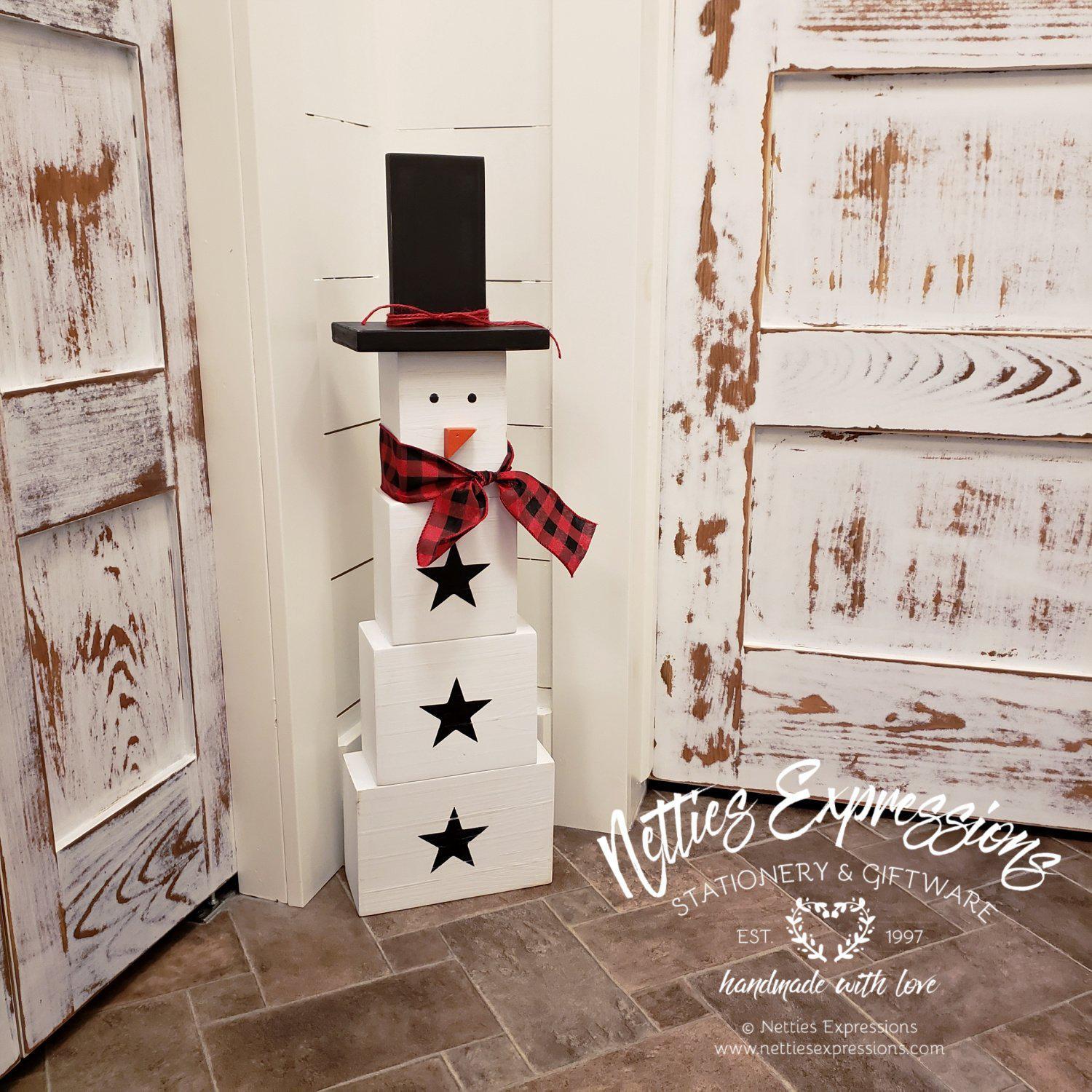 Original Extra-Large Wooden Snowman | Netties Expressions